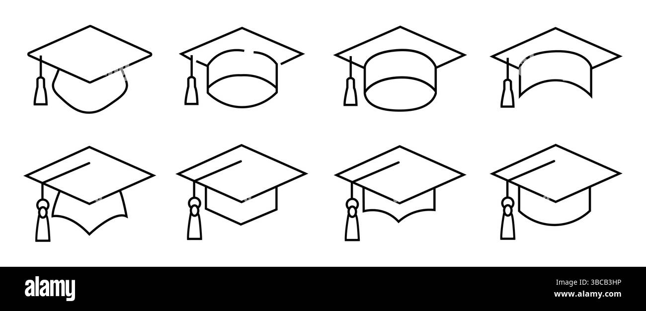Degree symbol set, Education icon vector illustration. College cap or ...