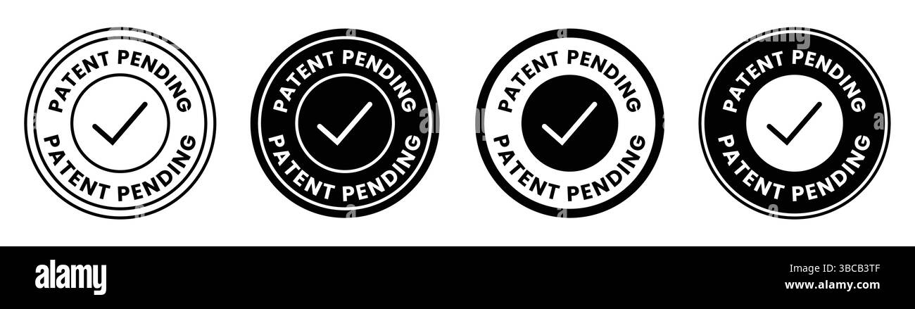 Patent pending icon. Black and White rounded vector stamp of patent ...