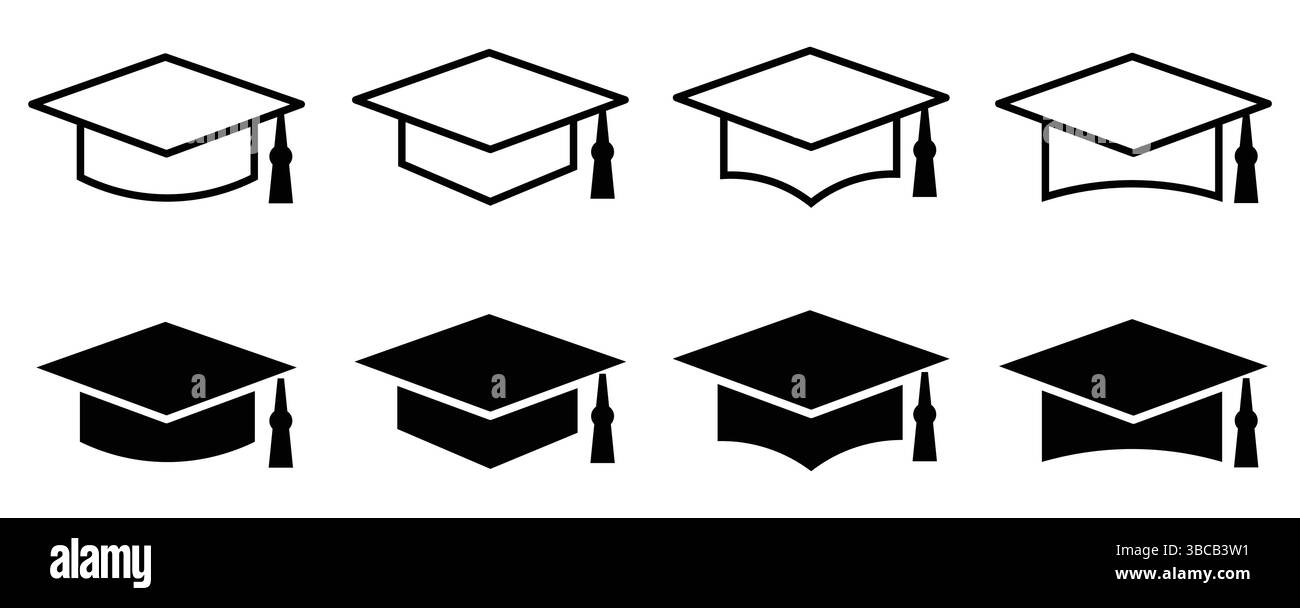 Degree symbol set, Education icon vector illustration. College cap or ...