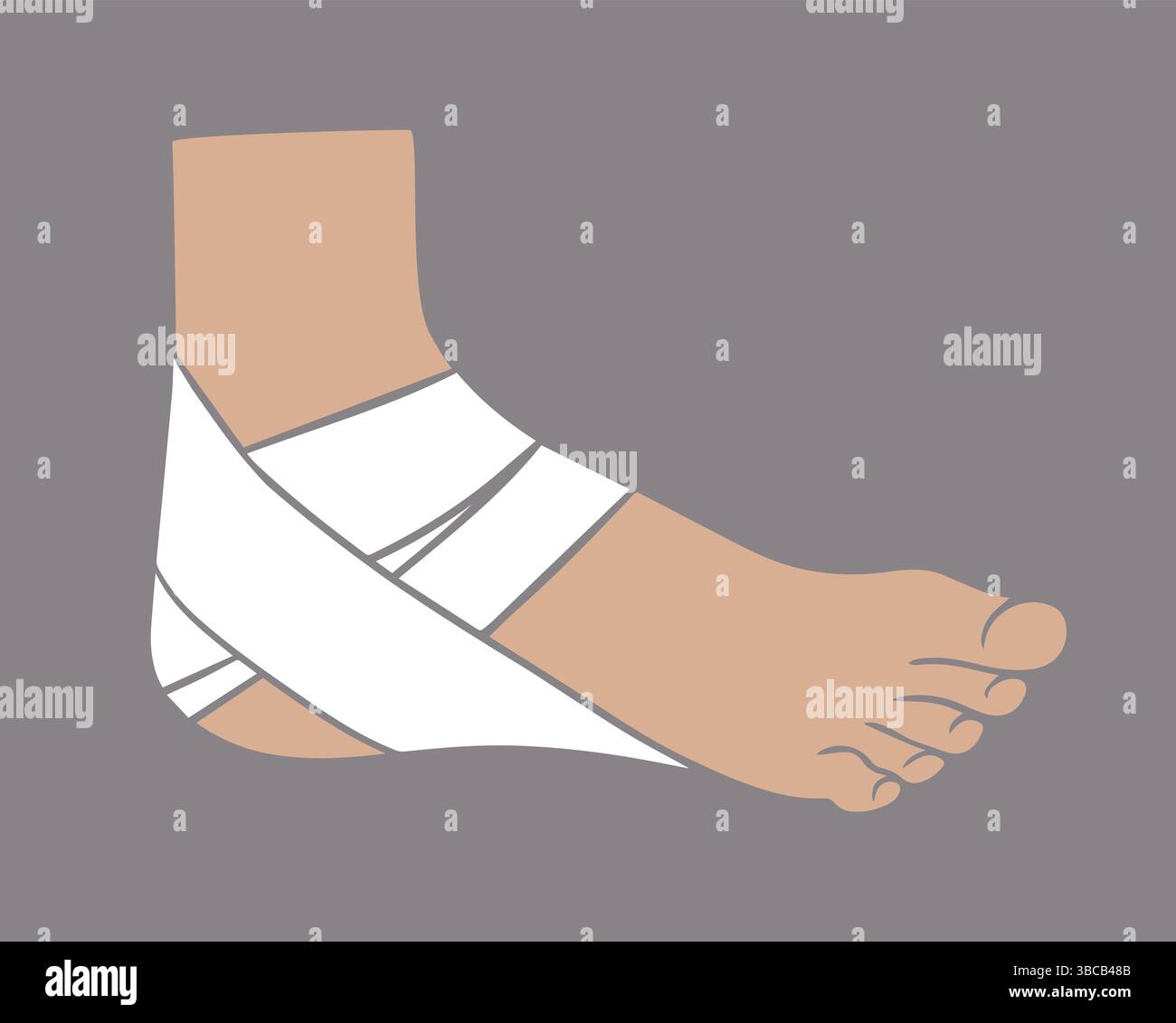 Vector isolated illustration of heel bandaging. First aid for heel ...