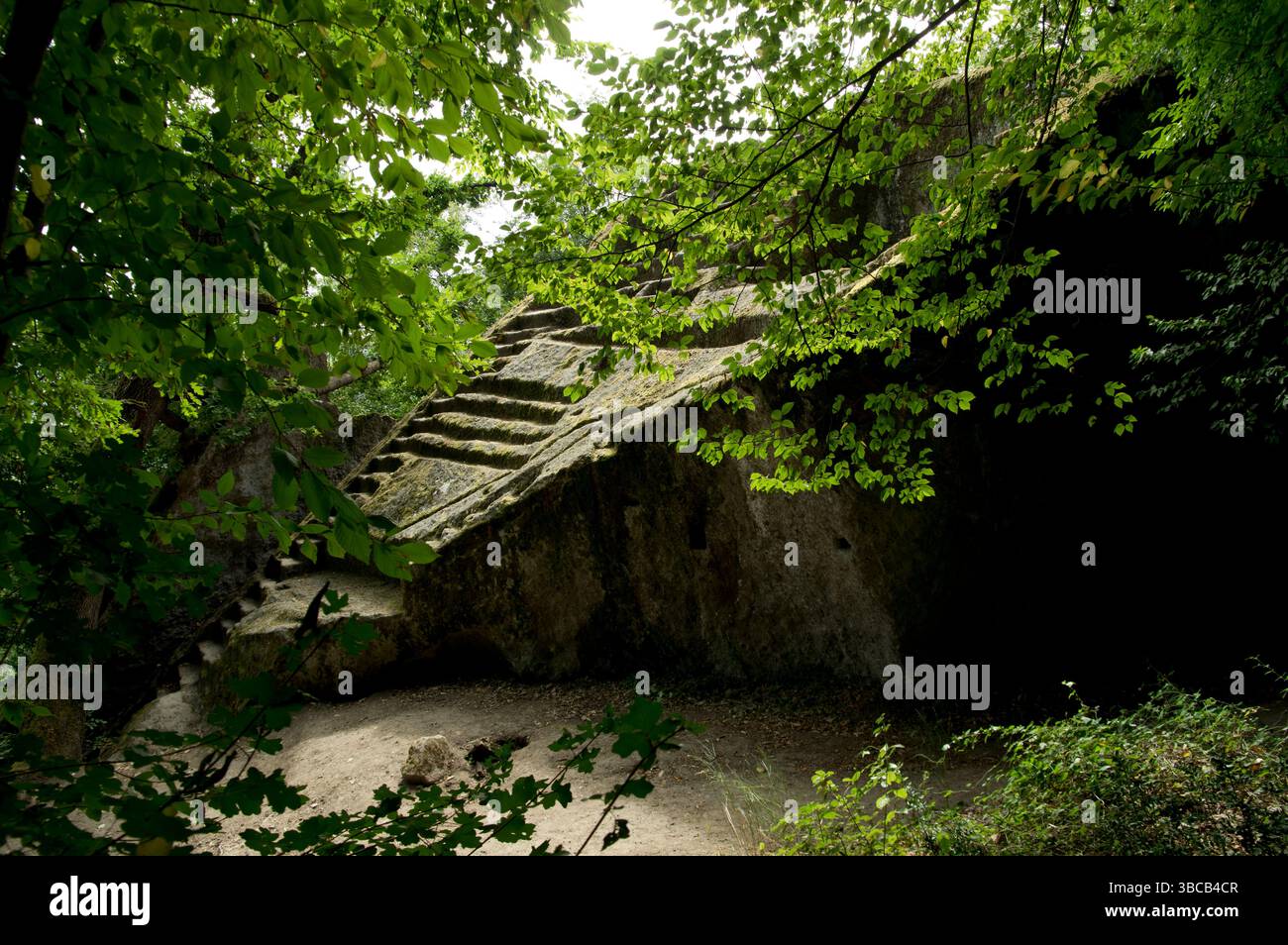 ancient etruscan pyramid in the Italian forest, Bomarzo, Italy Stock ...