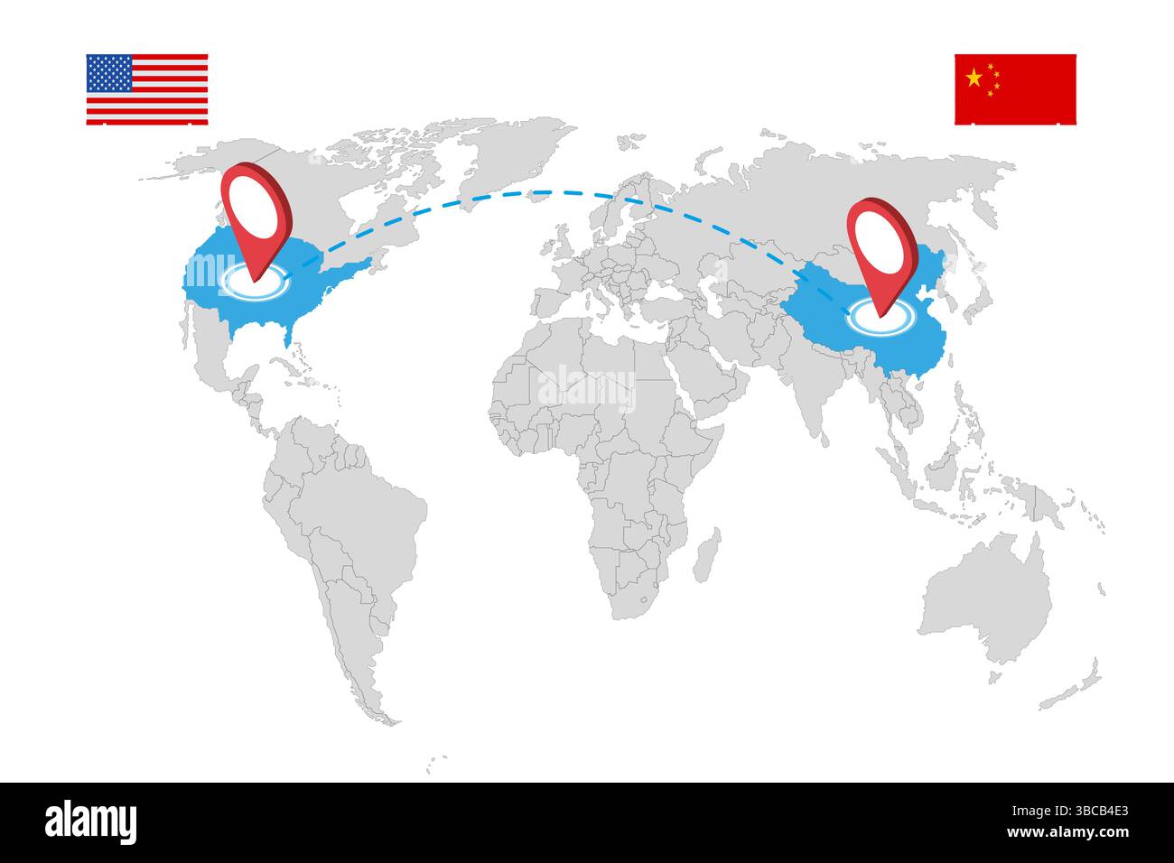 Isometric showing rising US import tariffs, affecting global logistics ...