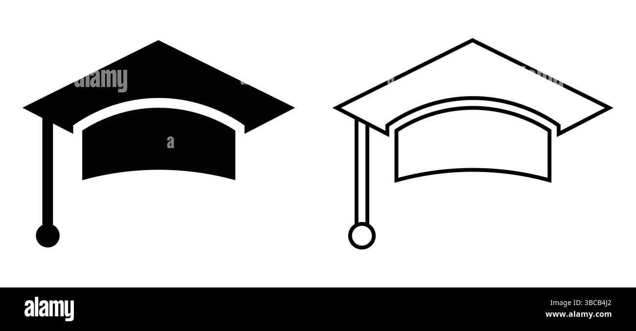 Degree symbol, Education icon vector illustration. College cap or graduate hat symbol. Student ...