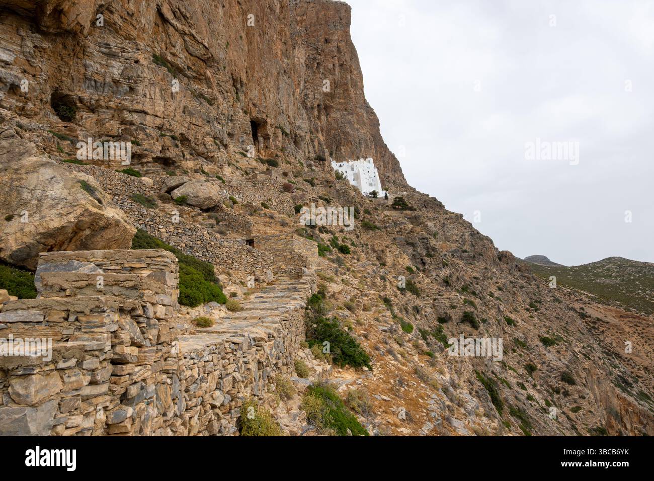 The Monastery of Hozoviotissa built into the face of a cliff. Amorgos ...