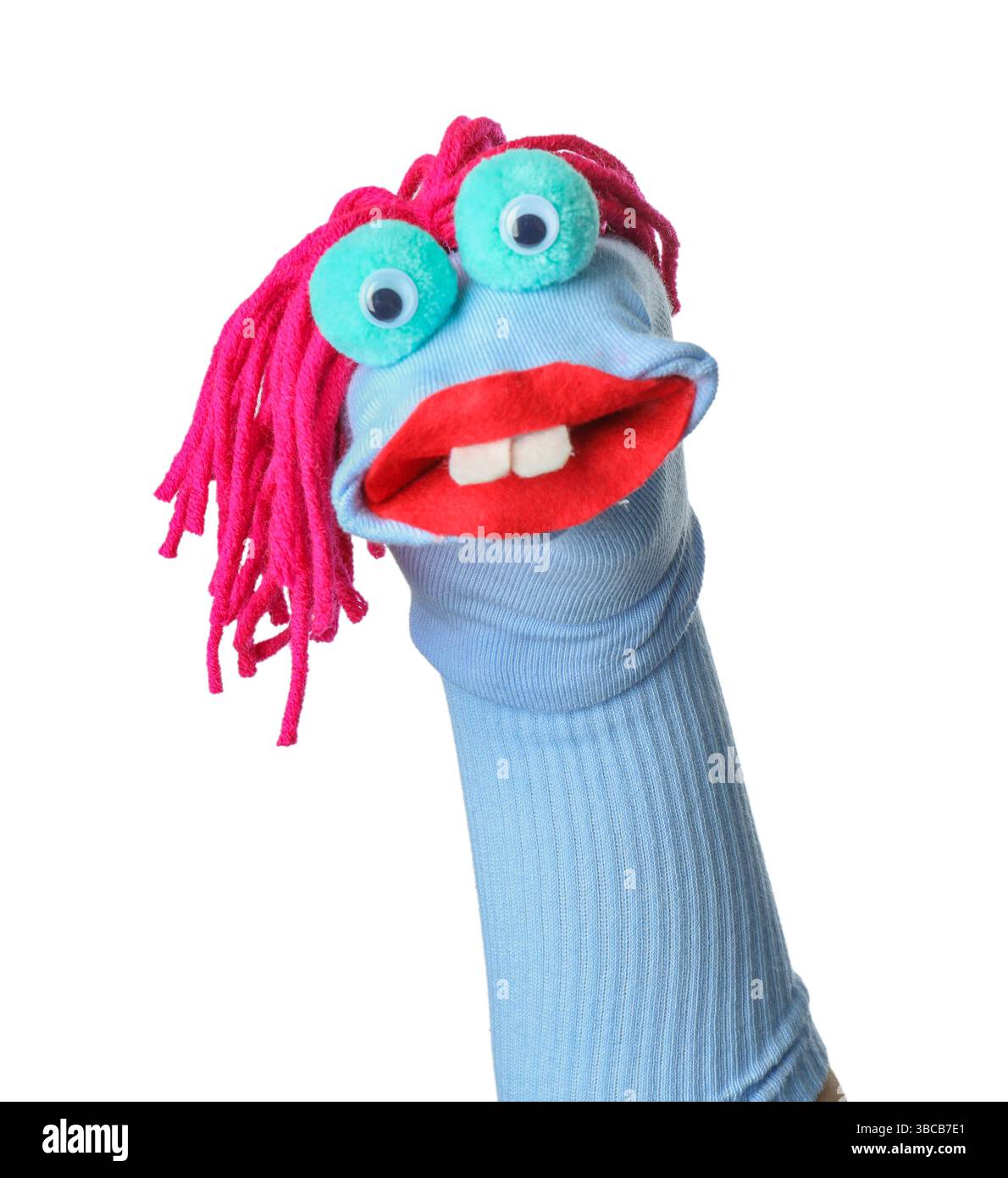 Funny sock puppet with hair isolated on white Stock Photo - Alamy