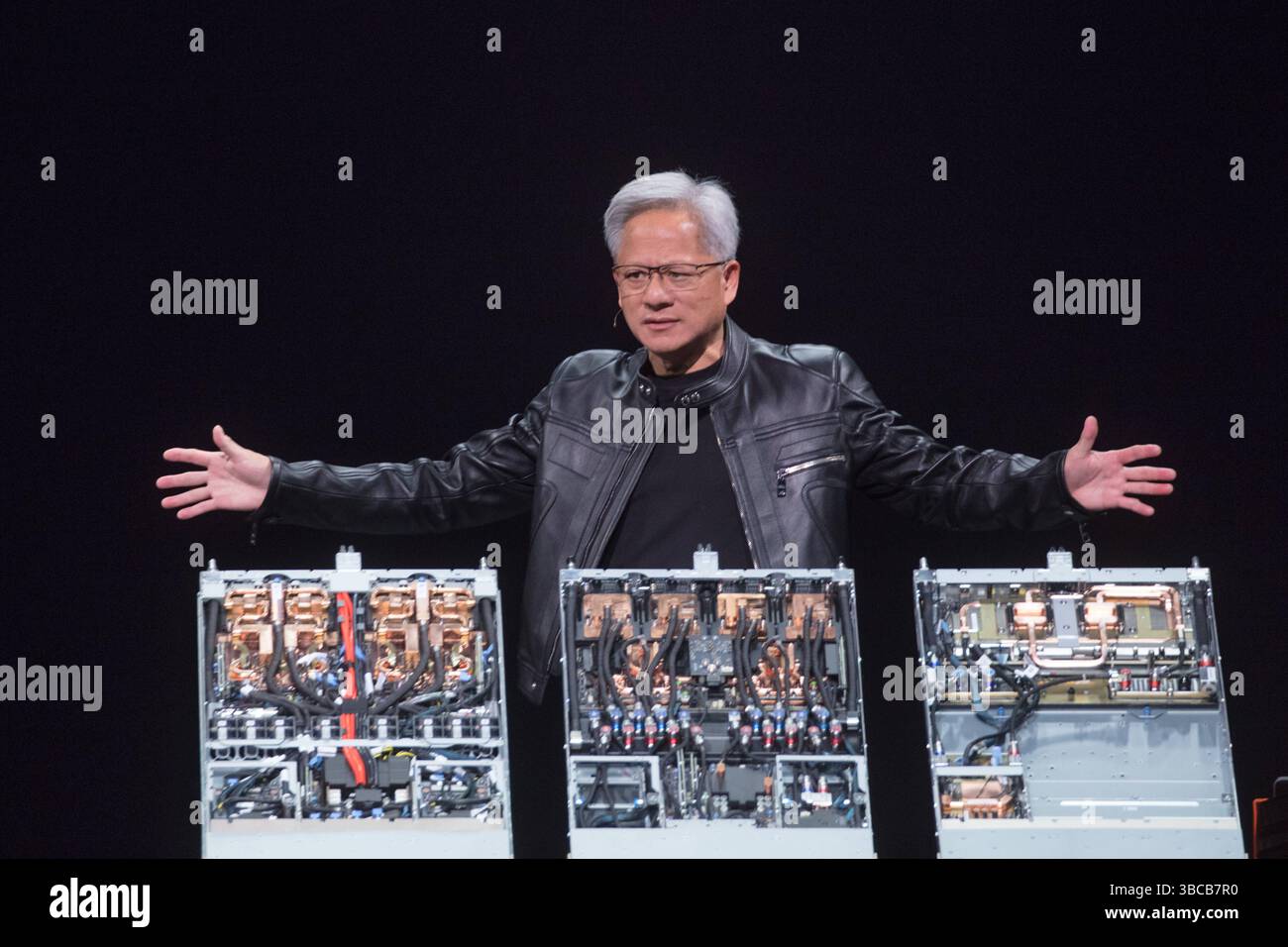 Nvidia Founder, President and CEO Jensen Huang delivers his keynote speech during Computex fair ...