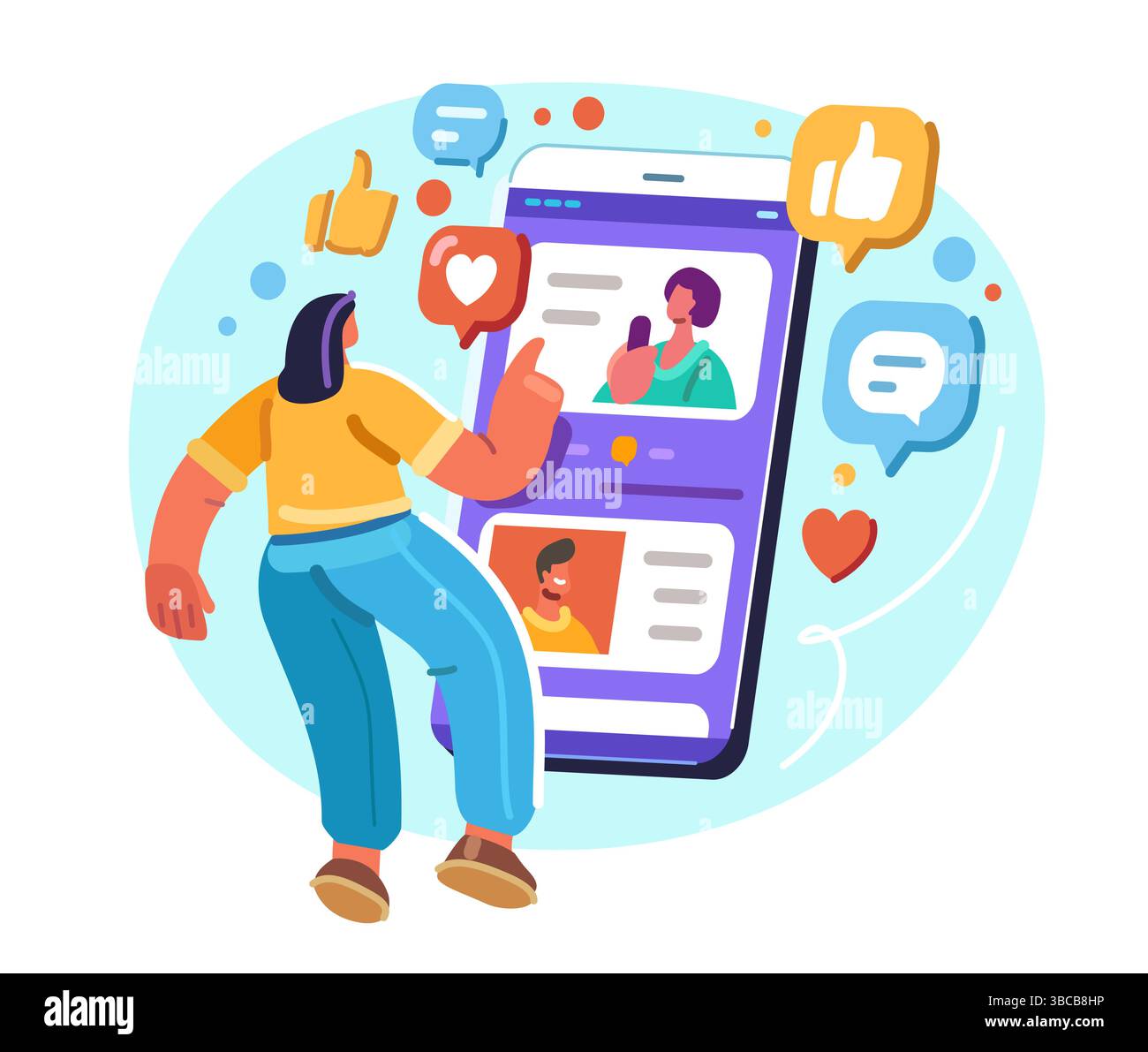 Woman viewing social media Stock Vector Images - Alamy