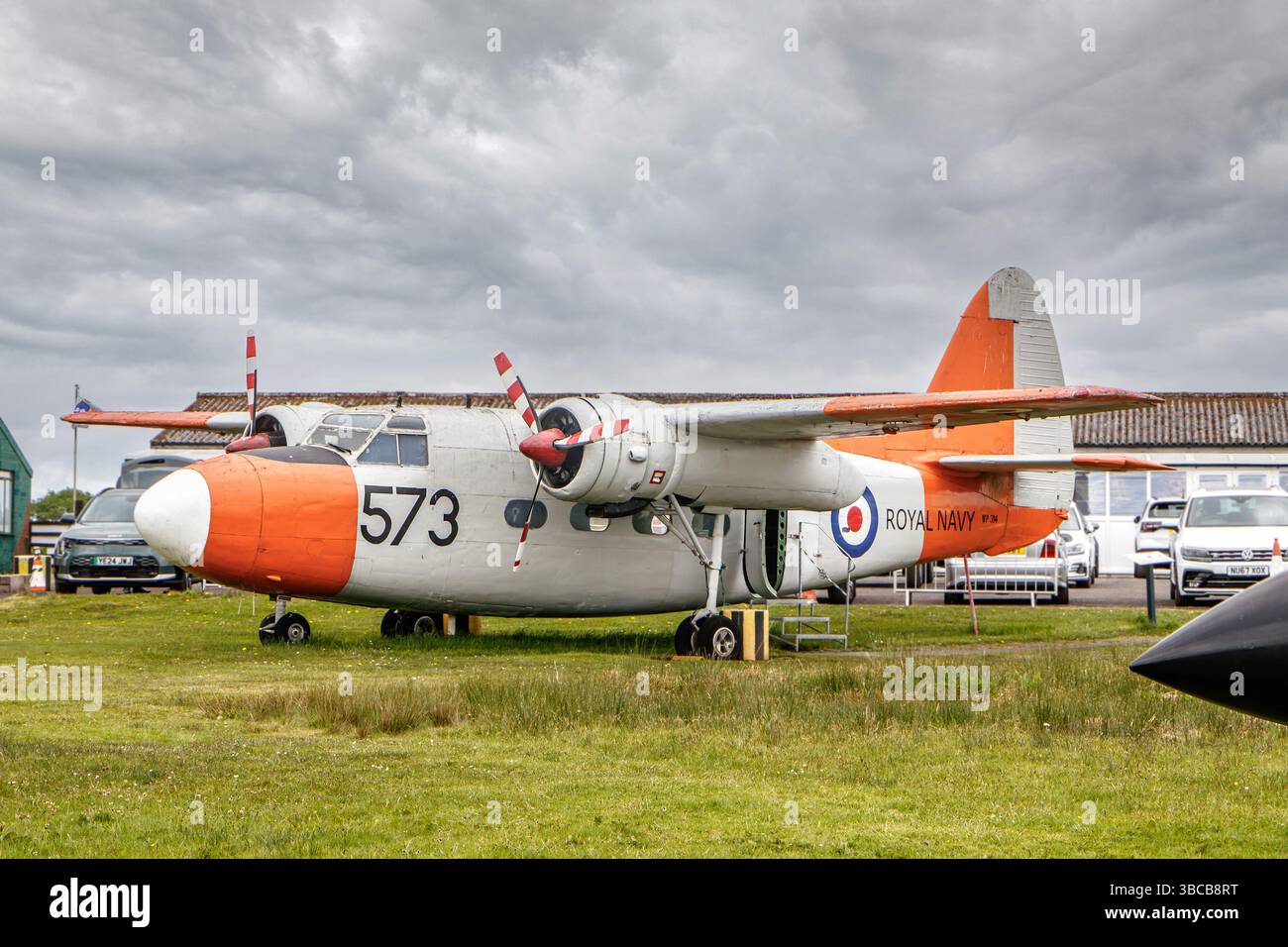 Vintage Royal Navy Sea Prince T MK1 aircraft with striking orange and ...