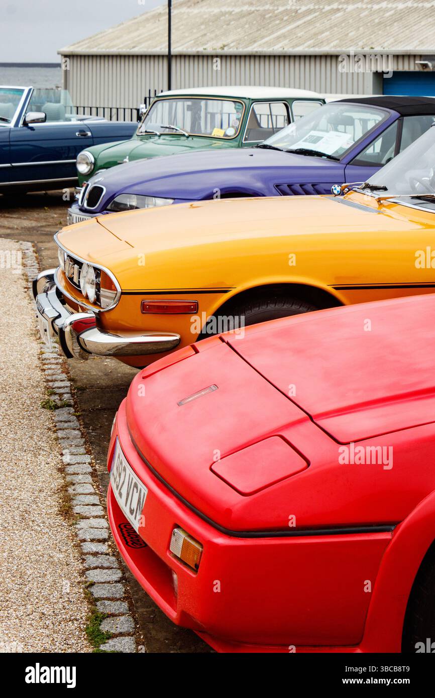 vintage sports cars mini, triumph stagg in north shields Stock Photo ...