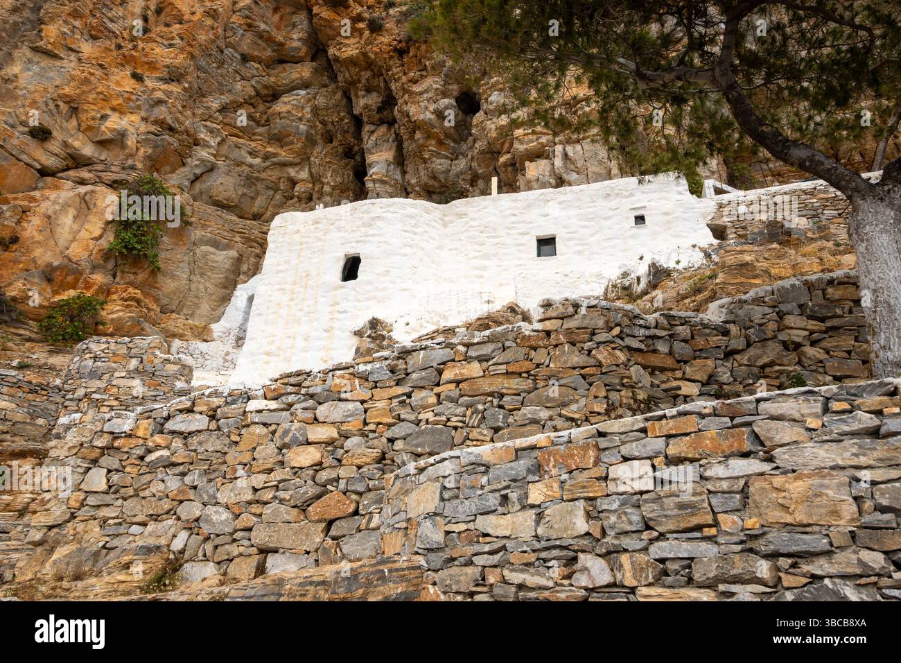 The Monastery of Hozoviotissa built into the face of a cliff. Amorgos ...