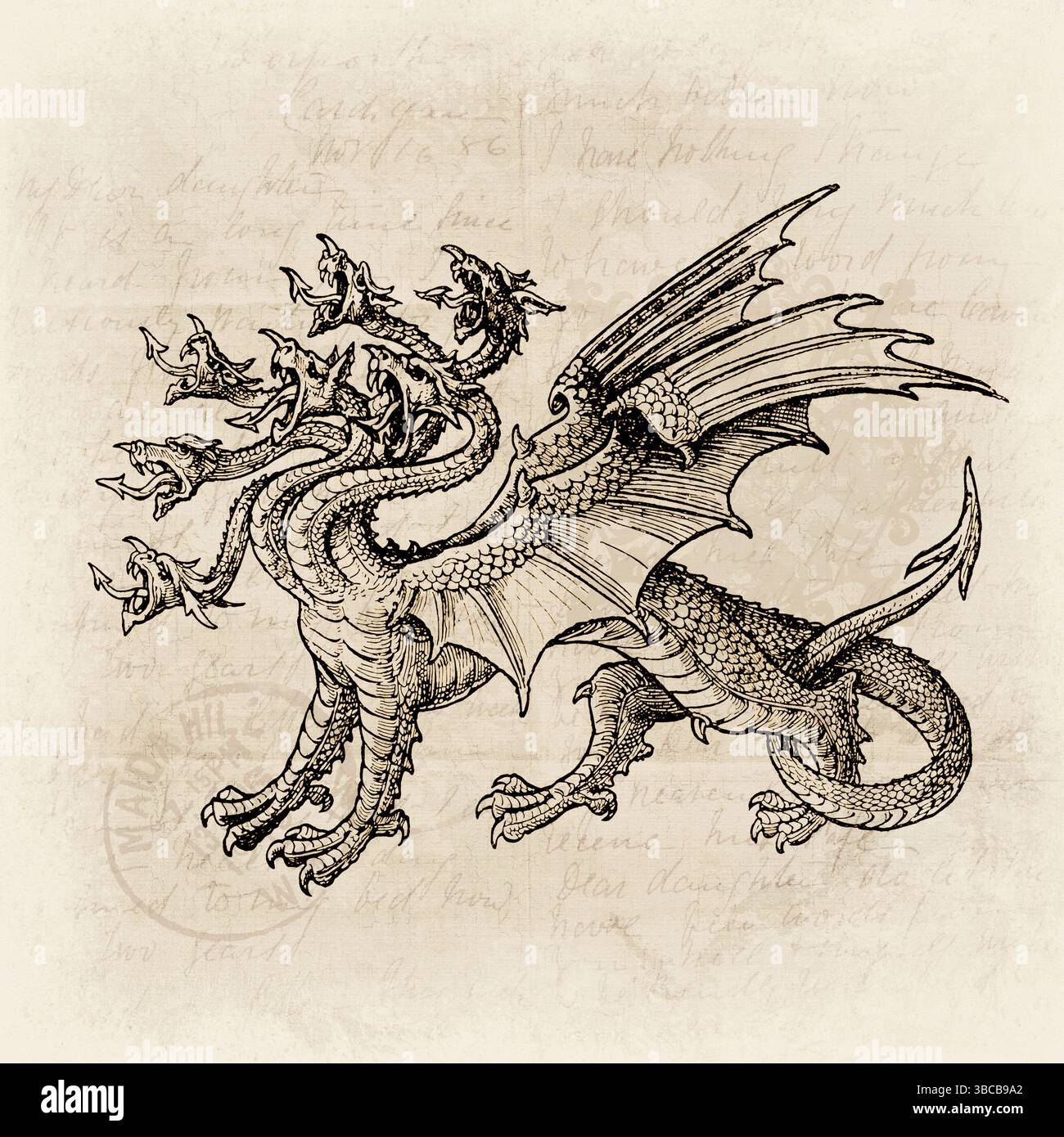 The Hydra. Mythical creature from fantasy legends. A fierce and ...