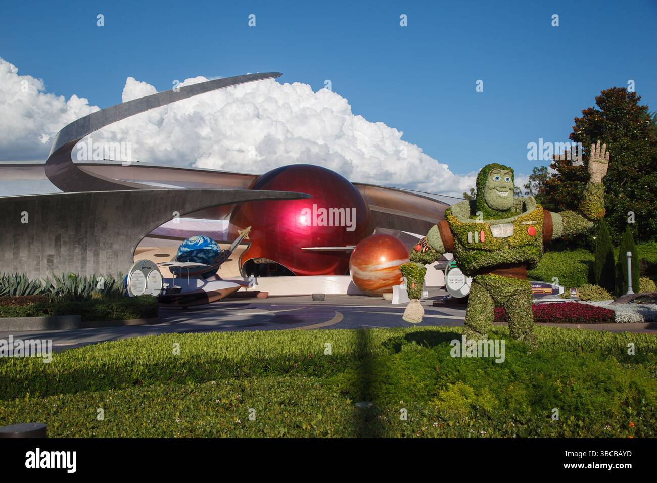 The Spaceship Earth futuristic building in Epcot amusement park, Disney ...