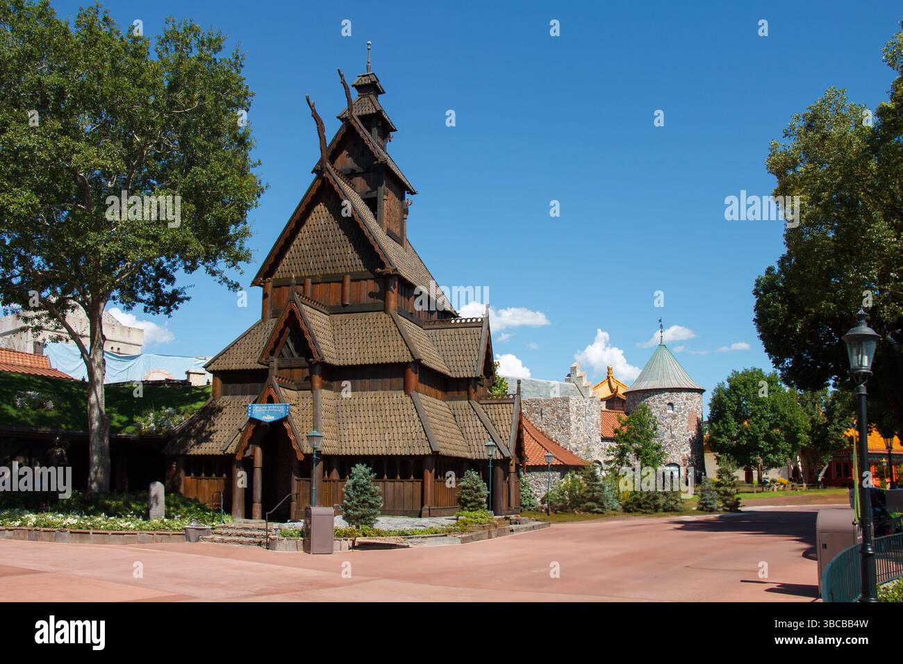 The Typical traditional wood Stave church in Norway Pavilion, Epcot ...