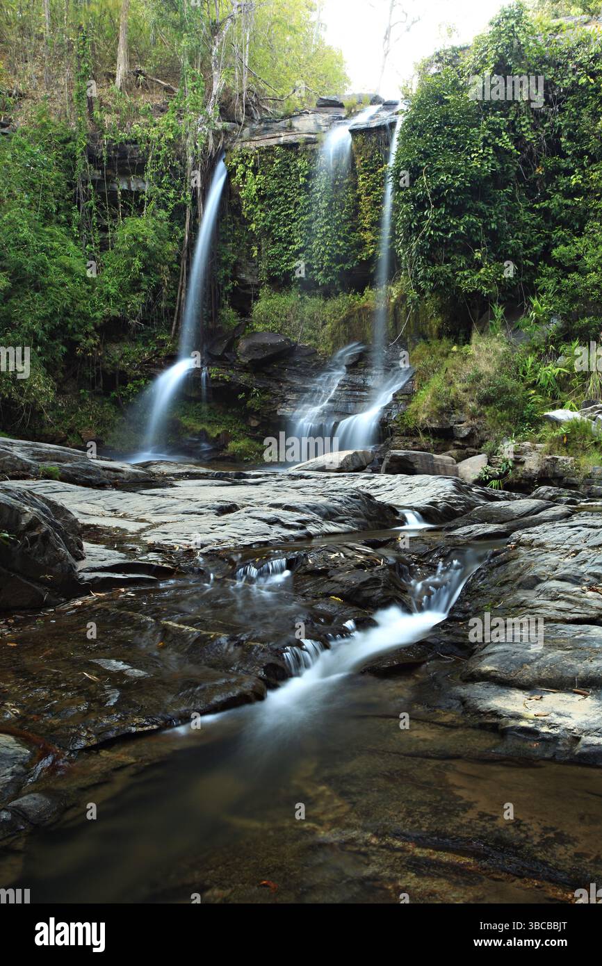 The beauty of Mae Sapok Waterfall, a small waterfall with a peaceful ...