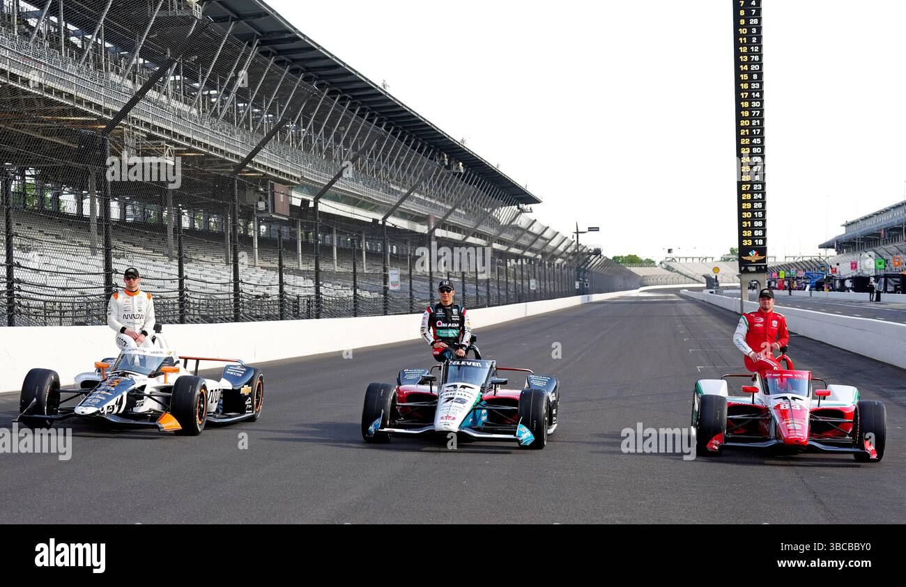 INDIANAPOLIS, IN - MAY 19: From left to right Pato O'Ward (5) and ...