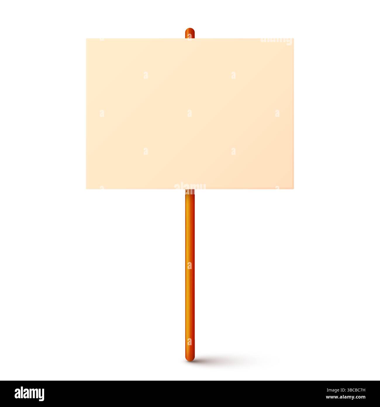 Blank colorful protest sign with wooden holder. Demonstration banner ...