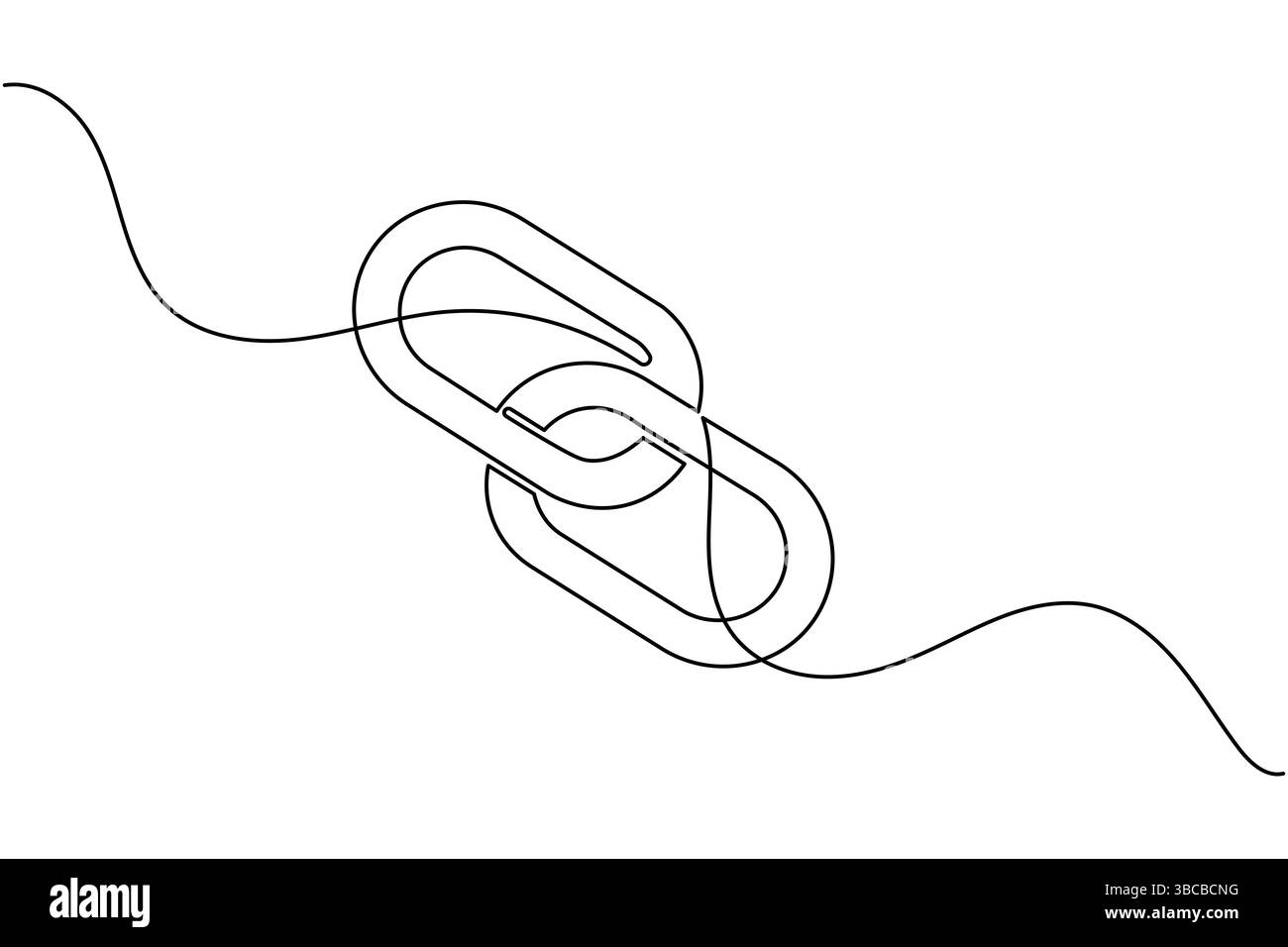 Chain link icon continuous one line drawing isolate outline vector ...