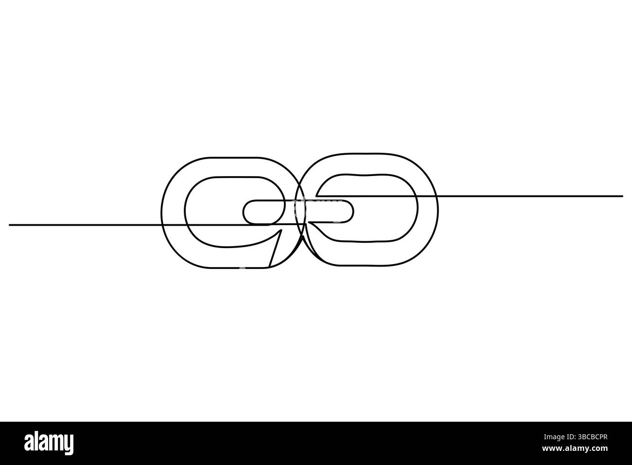 Chain link icon continuous one line drawing isolate outline vector ...