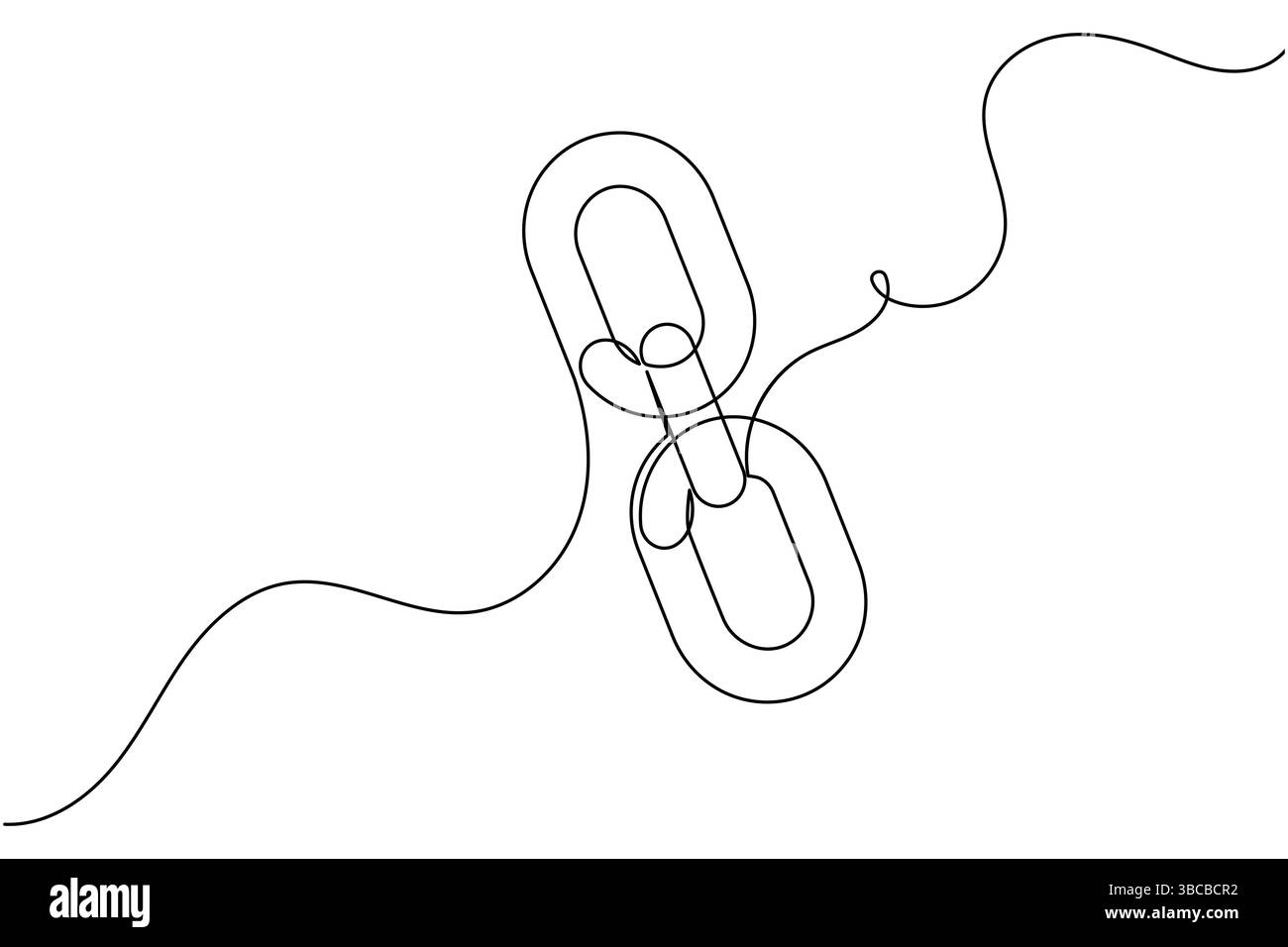 Chain link icon continuous one line drawing isolate outline vector ...