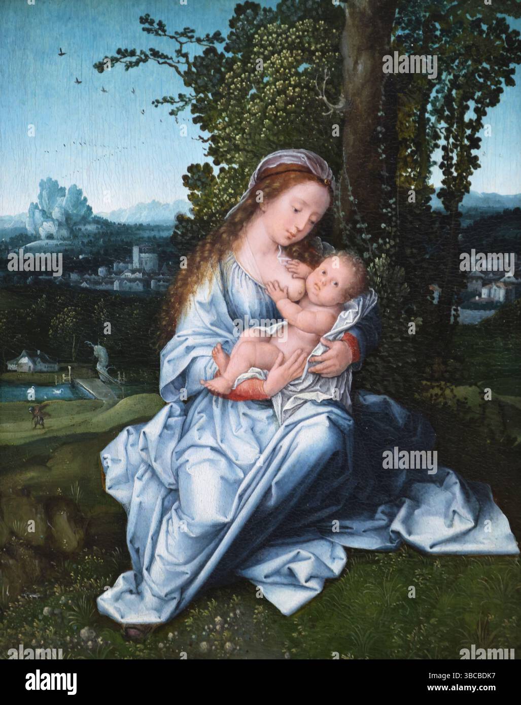 The Virgin and Child in a Landscape By Flemish painter Bernaert van ...