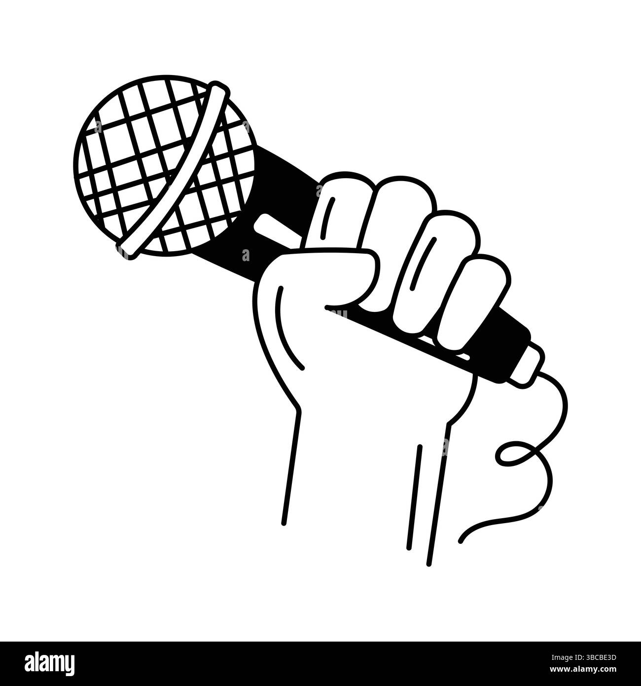 Hand drawn icon of hand holding mic Stock Vector Image & Art - Alamy
