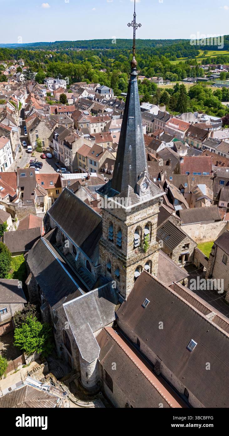Aerial view of the bell tower of the Parish Church of Saint Martin in ...