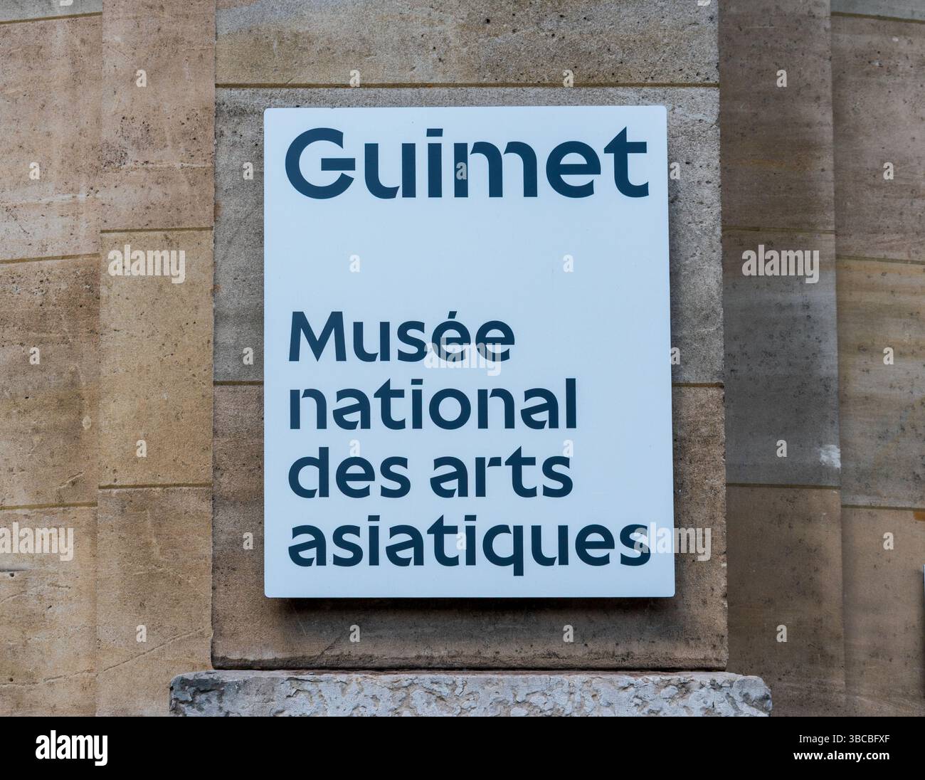 Paris, France - 05 18 2025 : plaque at the entrance of the Guimet ...
