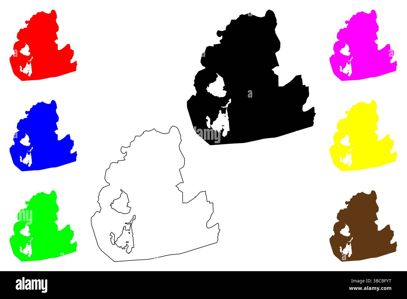 Udaipur city (Republic of India, State of Rajasthan) map vector ...