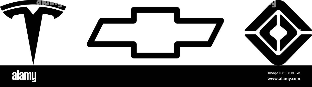 Electro cars USA. Tesla, Rivian, Chevrolet Stock Vector Image & Art - Alamy