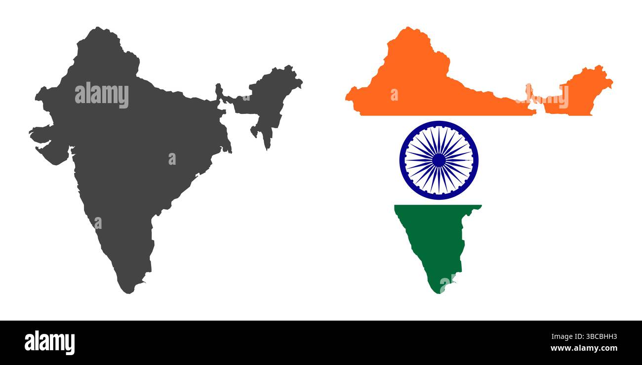 India map silhouette flag icon Stock Vector Image & Art - Alamy