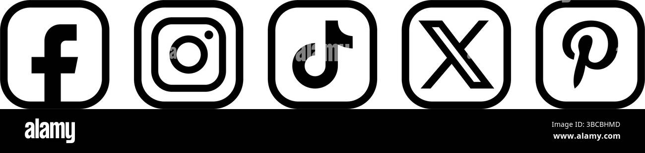 Set social media logos Black and White Stock Photos & Images - Alamy