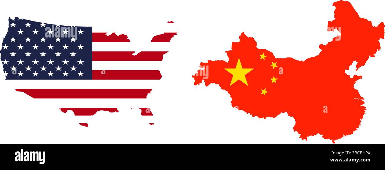 Usa and China flag map icons Stock Vector Image & Art - Alamy