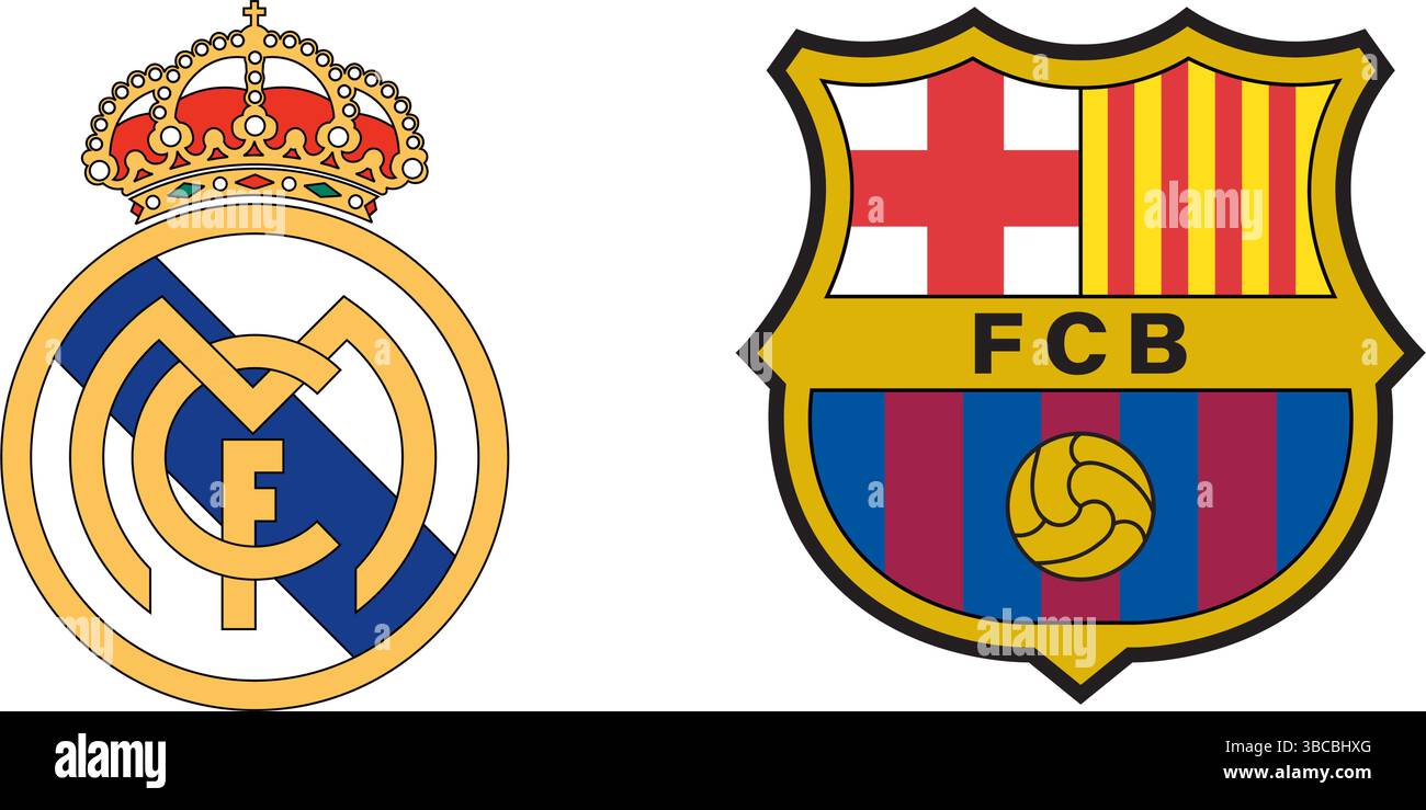 Barcelona with vs Real Madrid soccer clubs logo Stock Vector Image ...