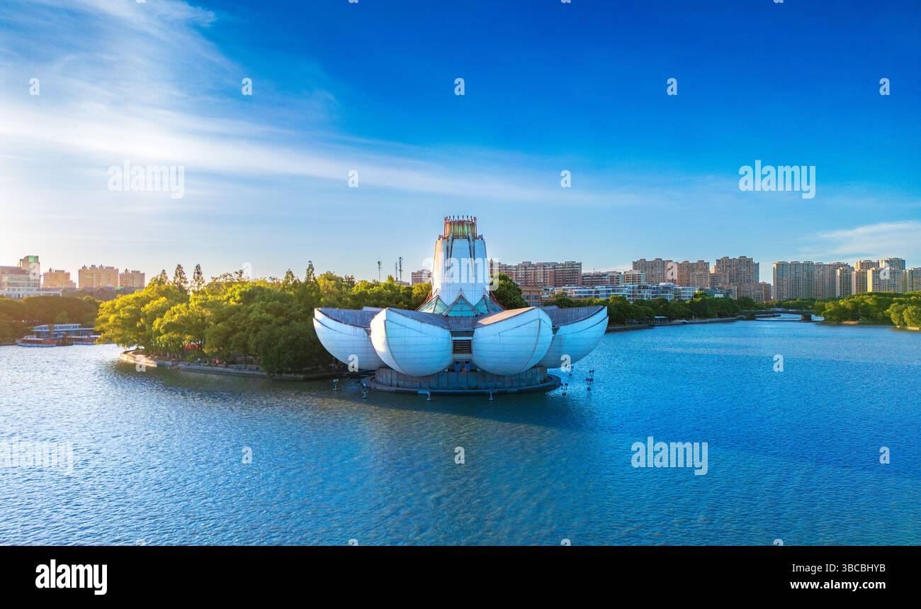 Aerial view of Shutong Park in Pinghu City, Jiaxing City, Zhejiang ...