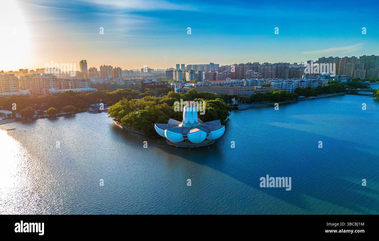 Aerial view of Shutong Park in Pinghu City, Jiaxing City, Zhejiang ...