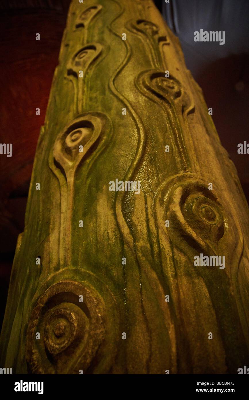 Close-up of the carved "Crying Column" (Hen's Eye Column) in Basilica ...