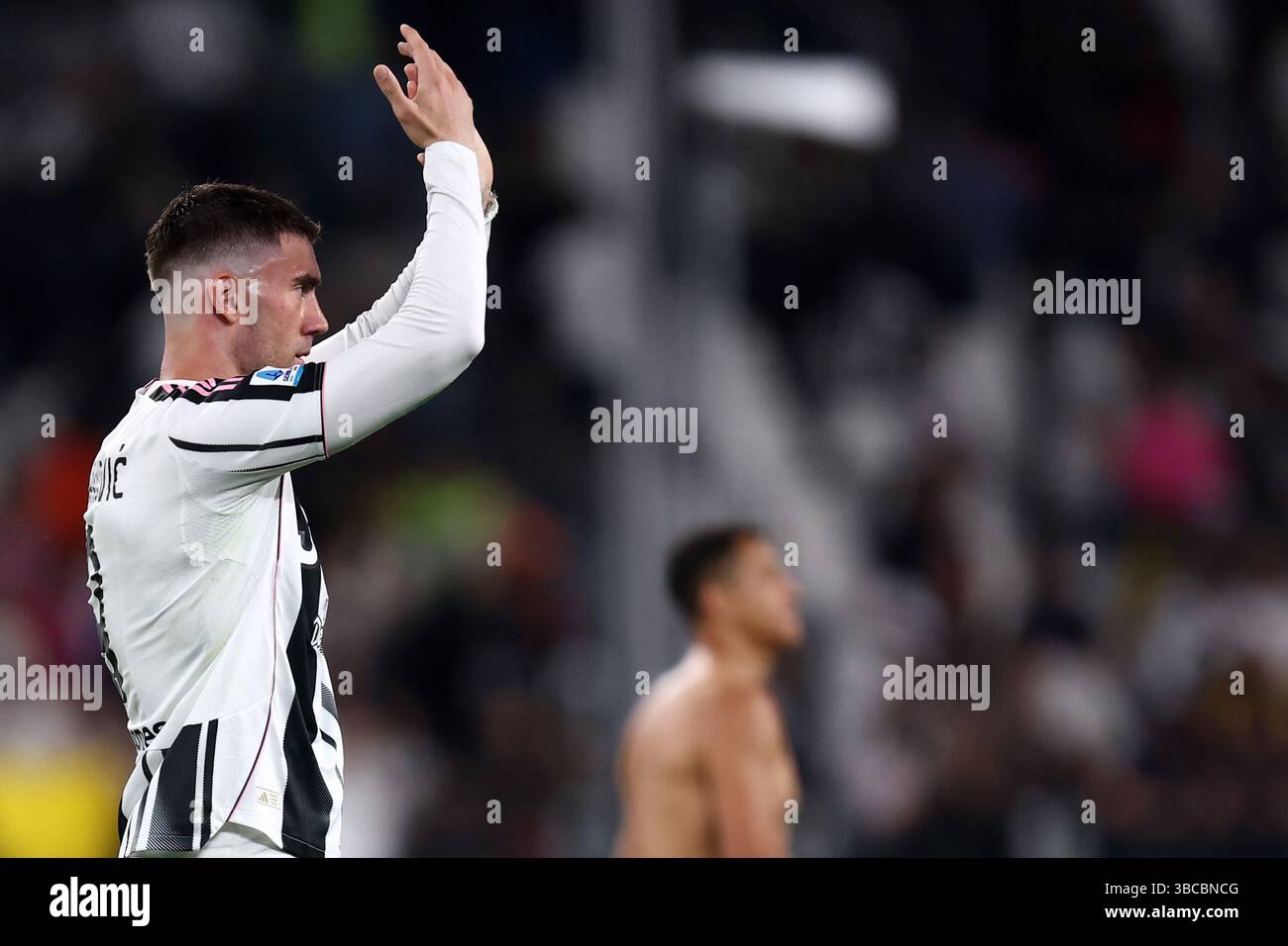 Torino, Italy. 18th May, 2025. Dusan Vlahovic of Juventus Fc celebrates ...