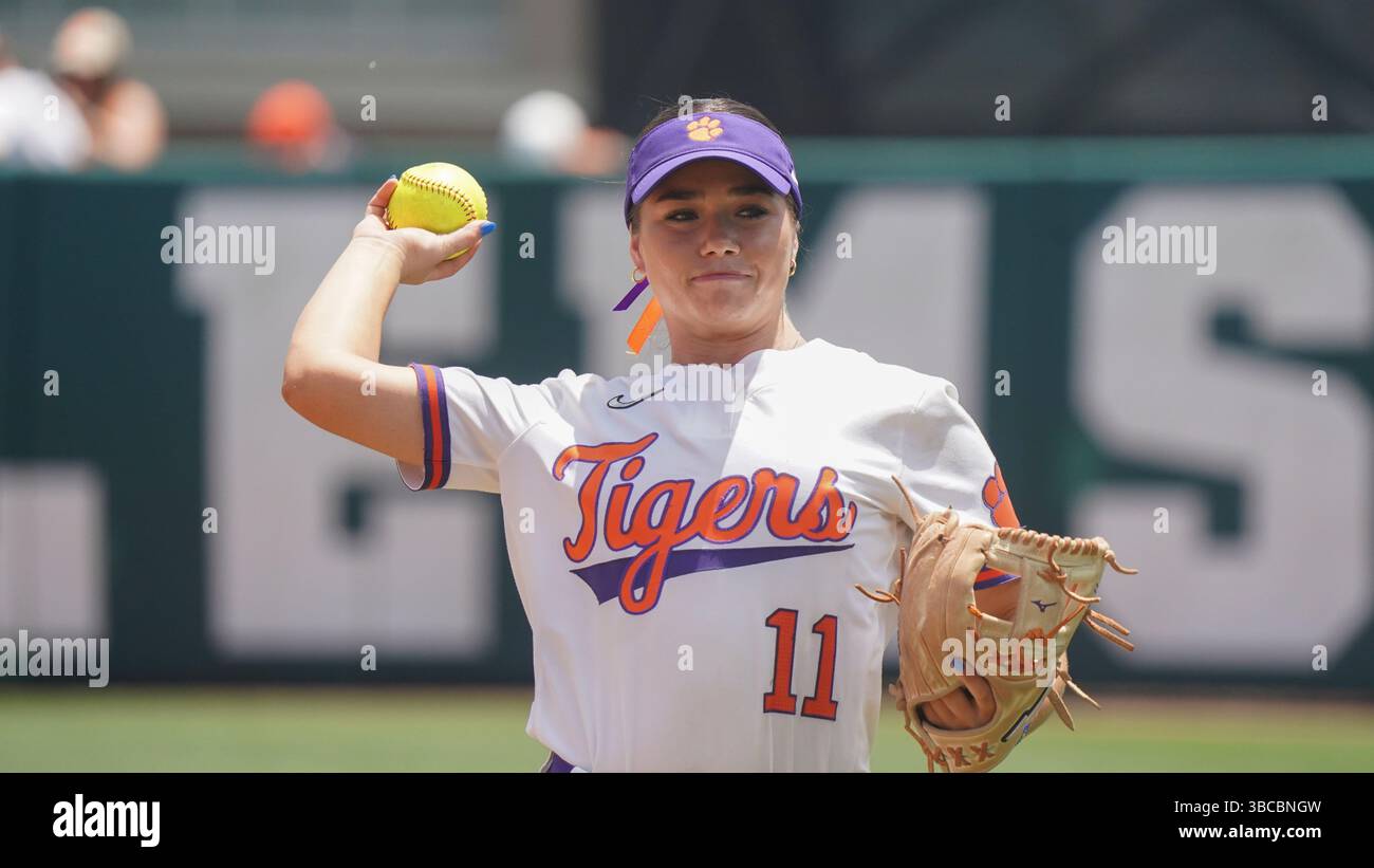 Clemson infielder Haylee Whitesides throws the ball during an NCAA ...