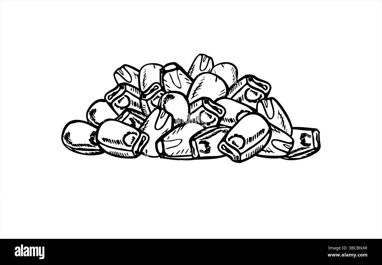 Monochrome pile of corn grains vector illustration painted by black ...