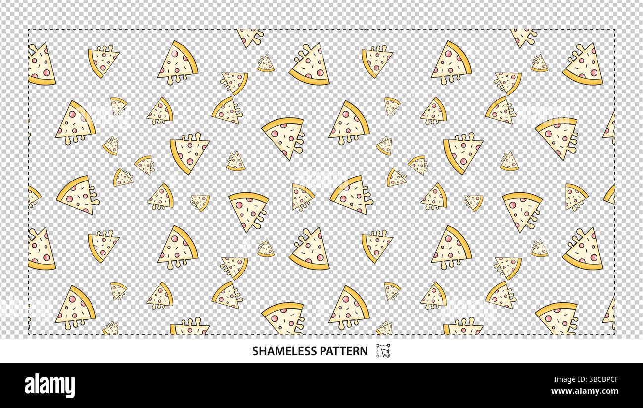 Doodle Pizza Slice Seamless Pattern Design for Food Themed Decor and ...