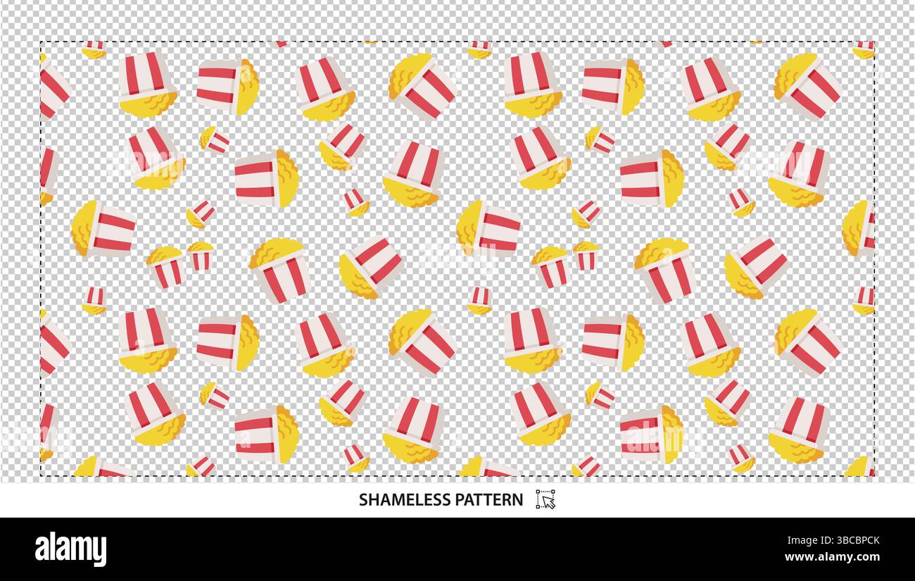 Yellow Popcorn Bucket Seamless Pattern Design for Movie Themed Decor ...