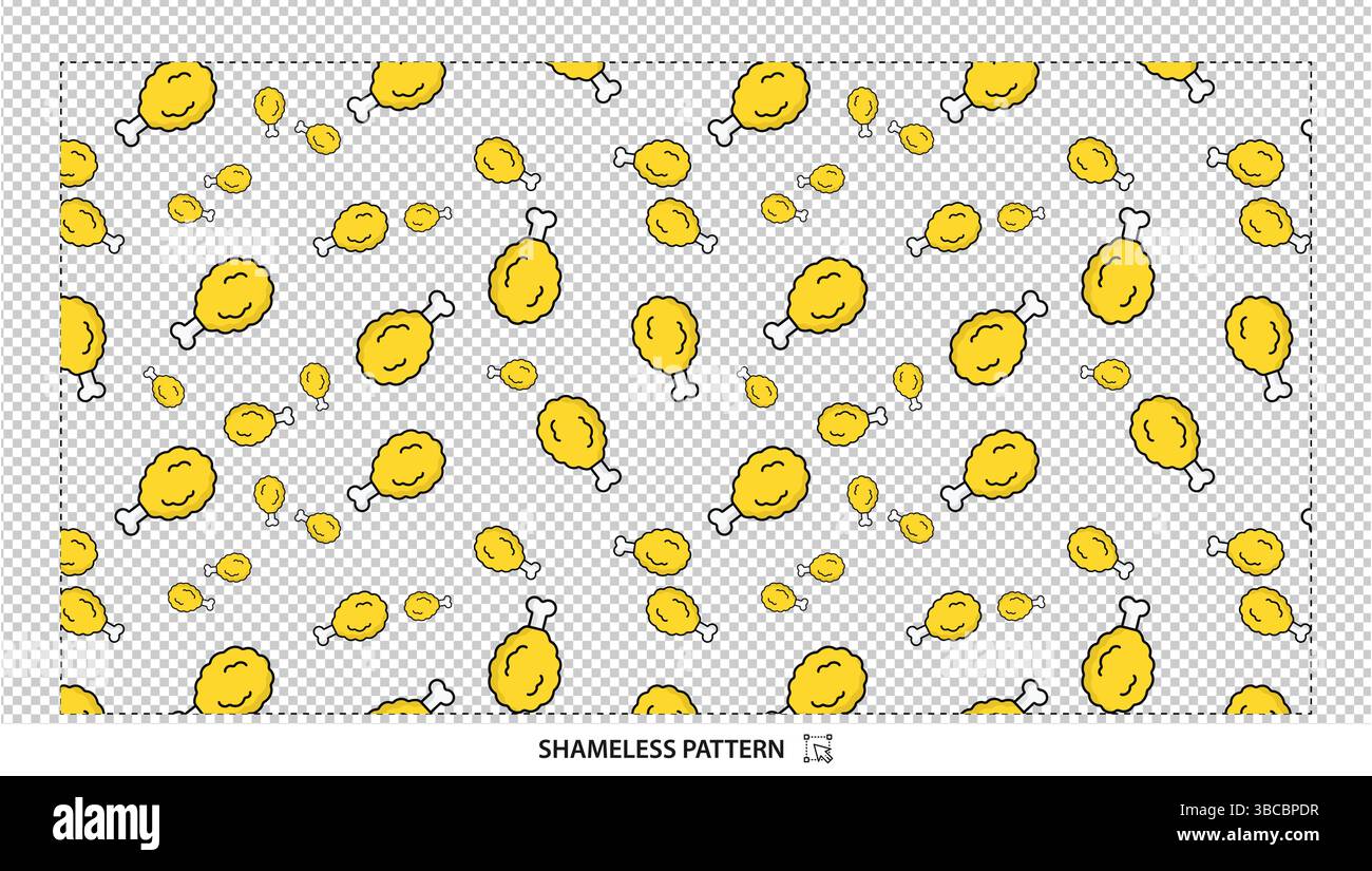 Cartoon Fried Chicken Legs Seamless Pattern for Fast Food and Picnic ...