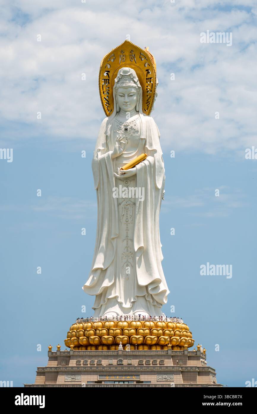 Beautiful front view of 108m high Guanyin of the South Sea statue of ...