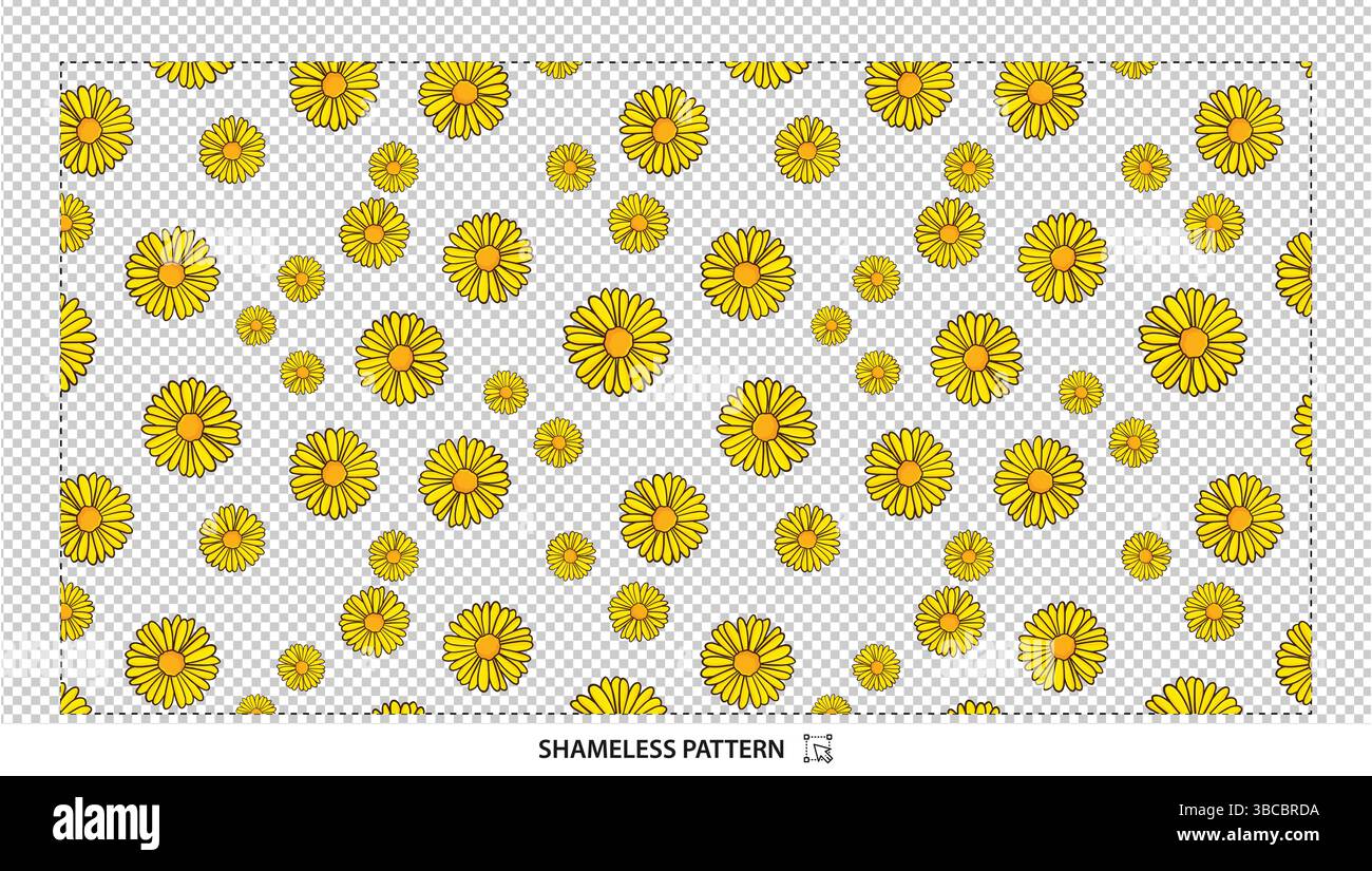 Cheerful Yellow Daisy Flower Seamless Pattern for Bright Spring Summer ...