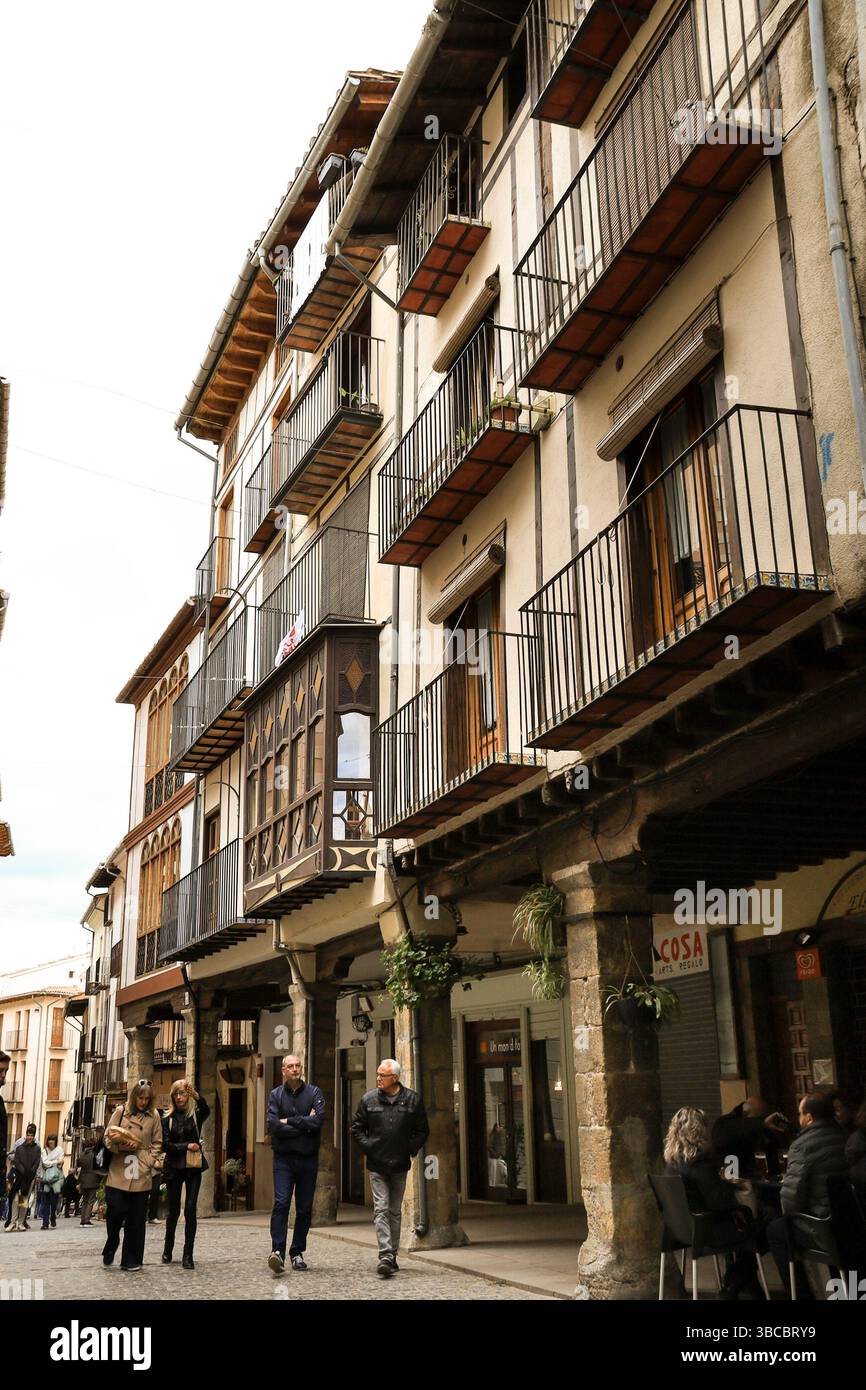 Morella, Castellon, Spain- April 18, 2025: Blasco de Alagon street with ...