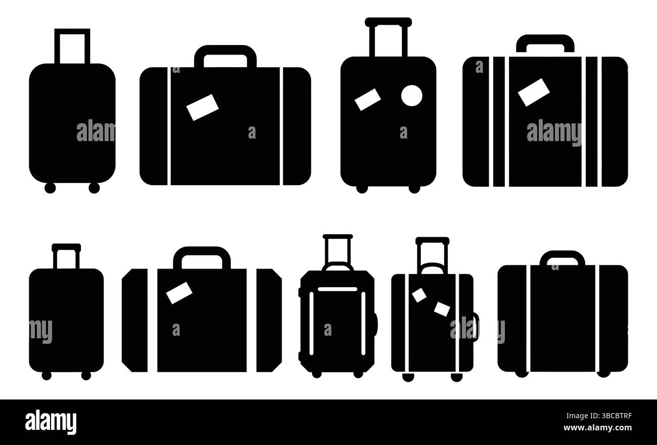 Luggage and Suitcase Silhouette Icon Set Stock Vector Image & Art - Alamy