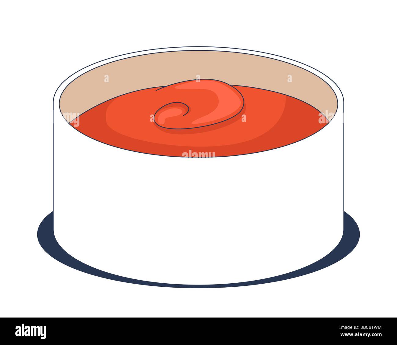 Spicy red sauce served in round ceramic bowl 2D cartoon object Stock ...