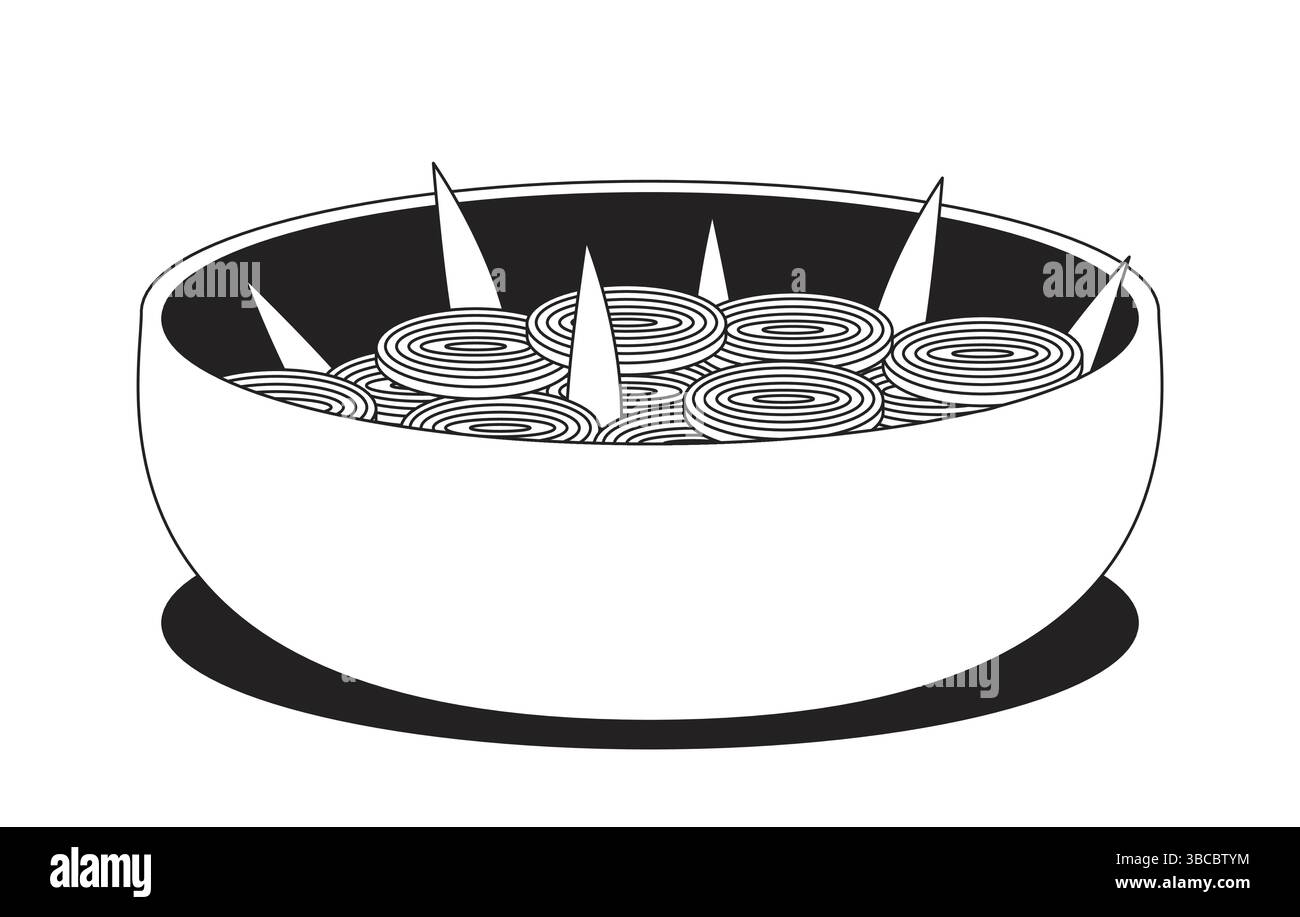 Sliced onions in bowl 2D line object Stock Vector Image & Art - Alamy