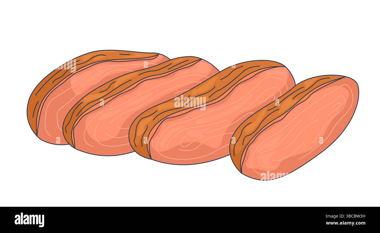 Sliced pork cuts 2D cartoon object Stock Vector Image & Art - Alamy