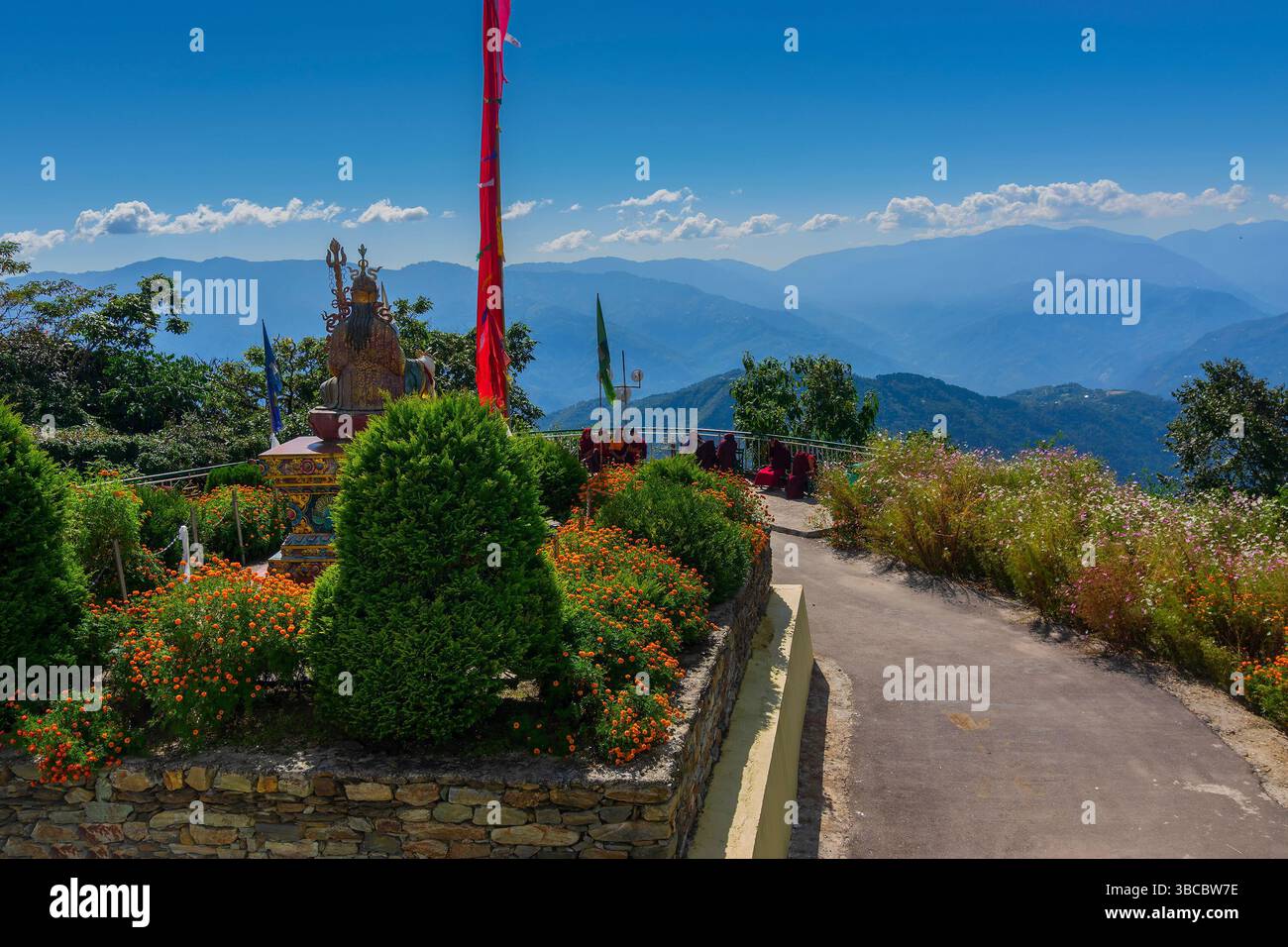 Beautiful view of Samdruptse Monastery with Himalayan mountains in the ...